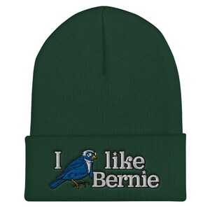 I Like Bernie Knit Hat Embroidered Cuffed Beanie | Bernie Birdie ...