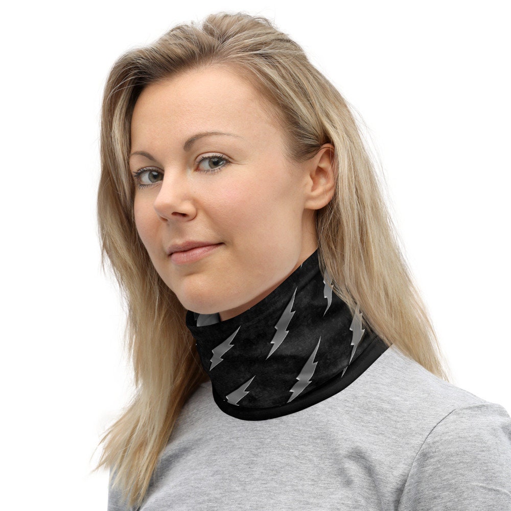 Lightning Bolt Washable Face Mask Neck Gaiter Black and - Etsy