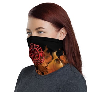 Fire Fighter Flames Washable Face Mask Neck Gaiter | Fireman Fire-woman ...