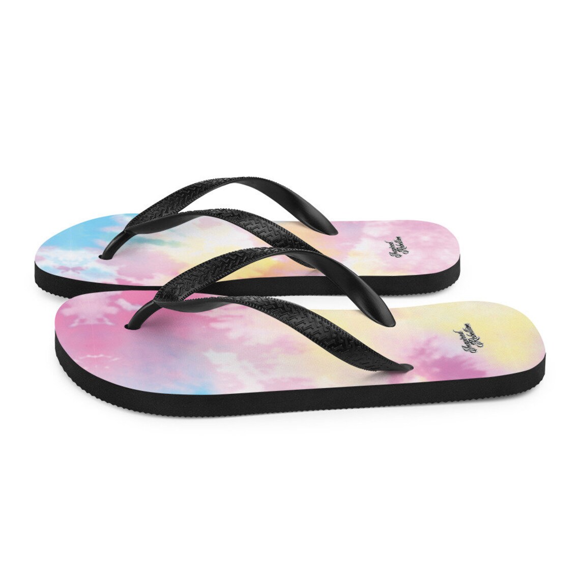 Tie-dye Cotton Candy Flip-flops Pink Yellow White Blue - Etsy
