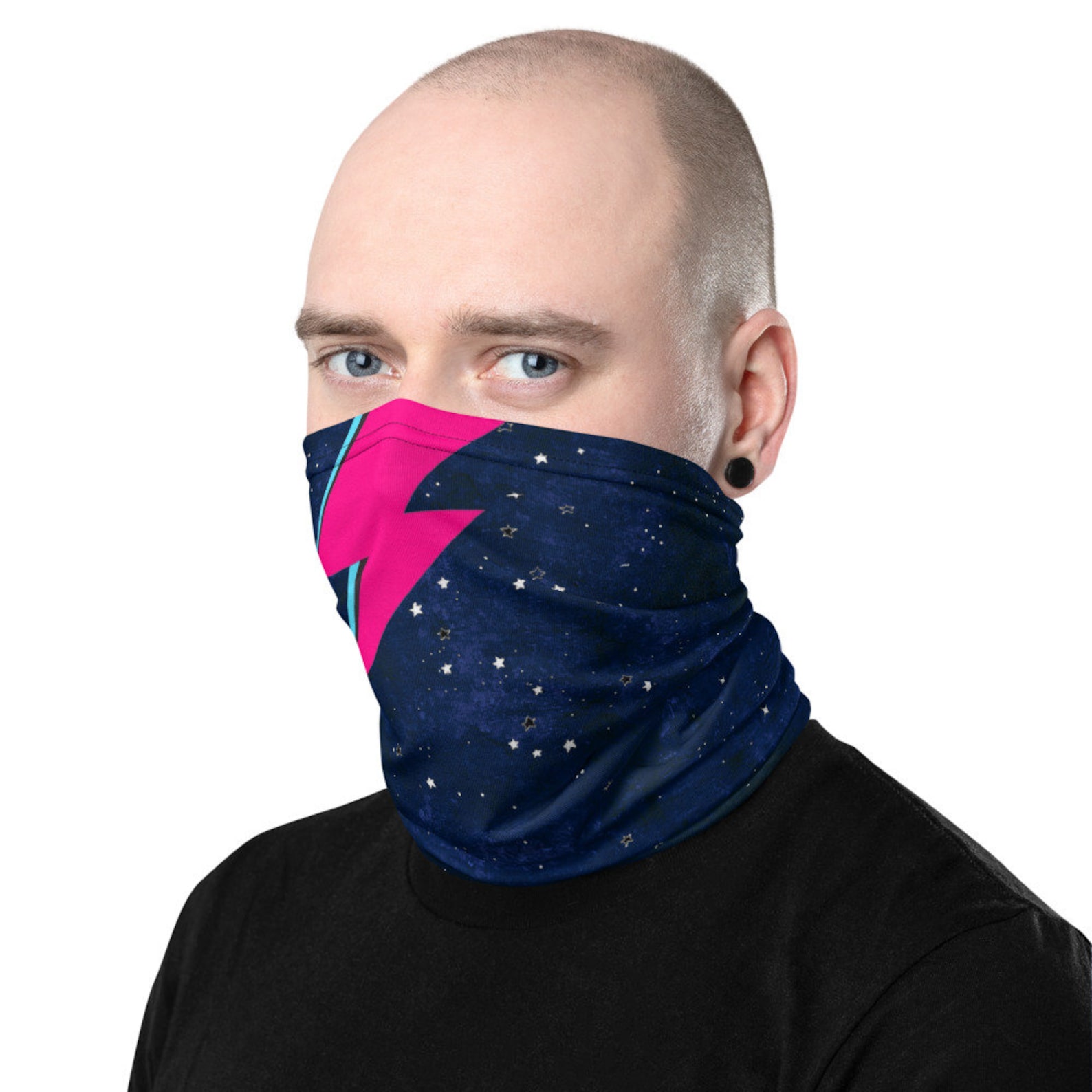 Hot Pink Lightning Bolt Washable Face Mask Neck Gaiter | Rock N Roll ...
