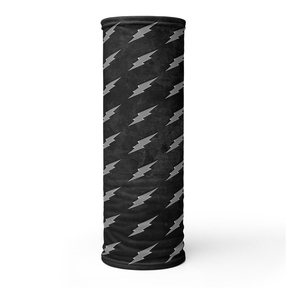 Lightning Bolt Washable Face Mask Neck Gaiter | Black and Silver - Etsy