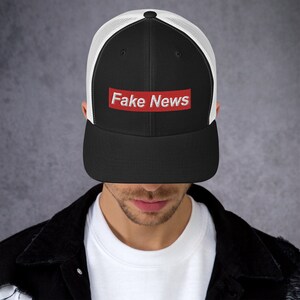 Fake News Embroidered Trucker Cap Hat - Etsy