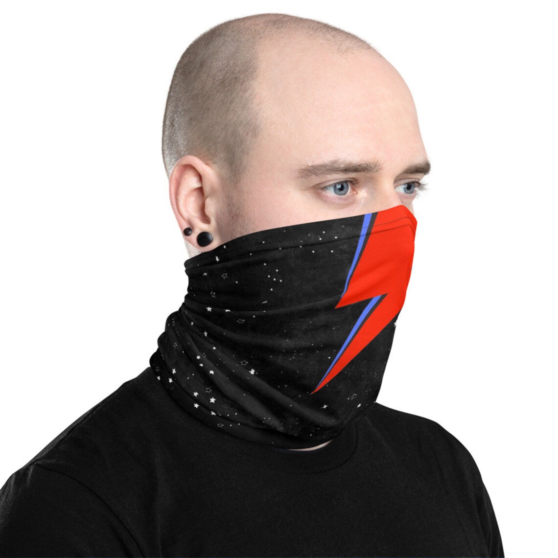 Red Lightning Bolt Washable Face Mask Neck Gaiter | Rock N Roll Mask - Etsy