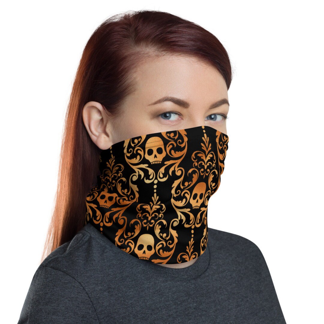 Gothic Skulls Neck Gaiter | Copper and Black - Etsy