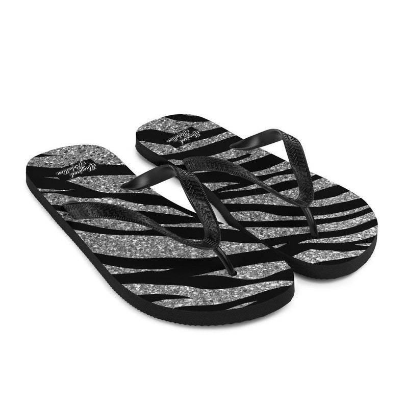 Zebra Glitter Flip-flops Rock and Roll Sandals Glitter - Etsy
