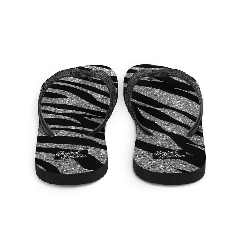 Zebra Glitter Flip-Flops Rock and Roll Sandals Glitter | Etsy
