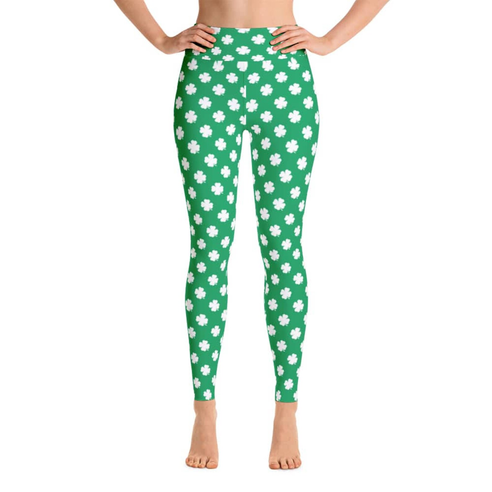 Shamrock Leggings White and Green Leggings in Capri - Etsy