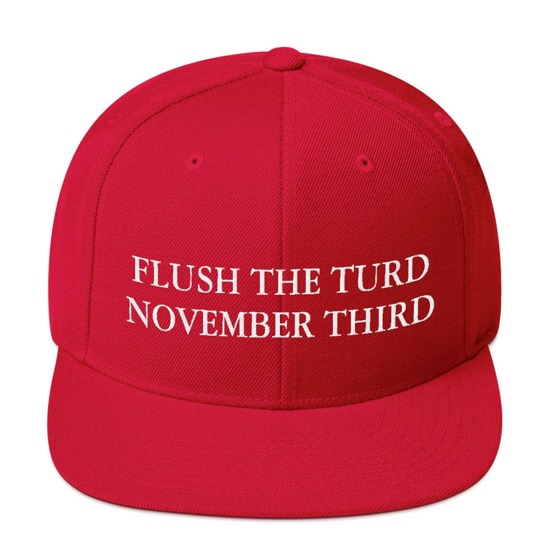 FLUSH THE TURD November Third Embroidered Snapback Hat | Funny Hat ...