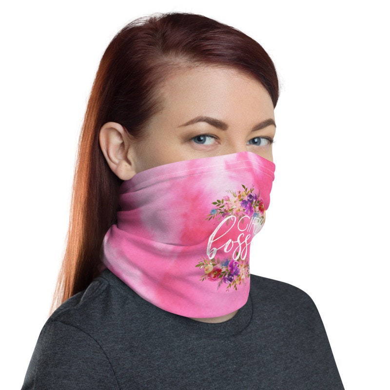 Girl Boss Washable Face Mask Neck Gaiter Pink Watercolor | Etsy