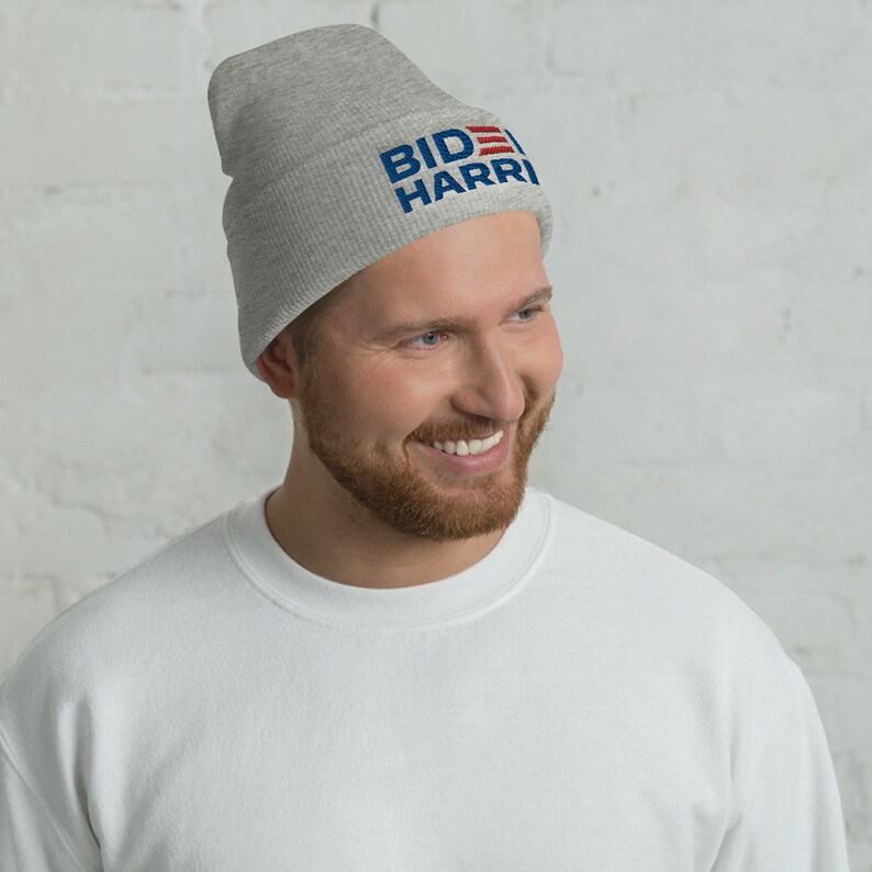 Biden Harris Embroidered Cuffed Beanie Knit Hat Joe Biden - Etsy