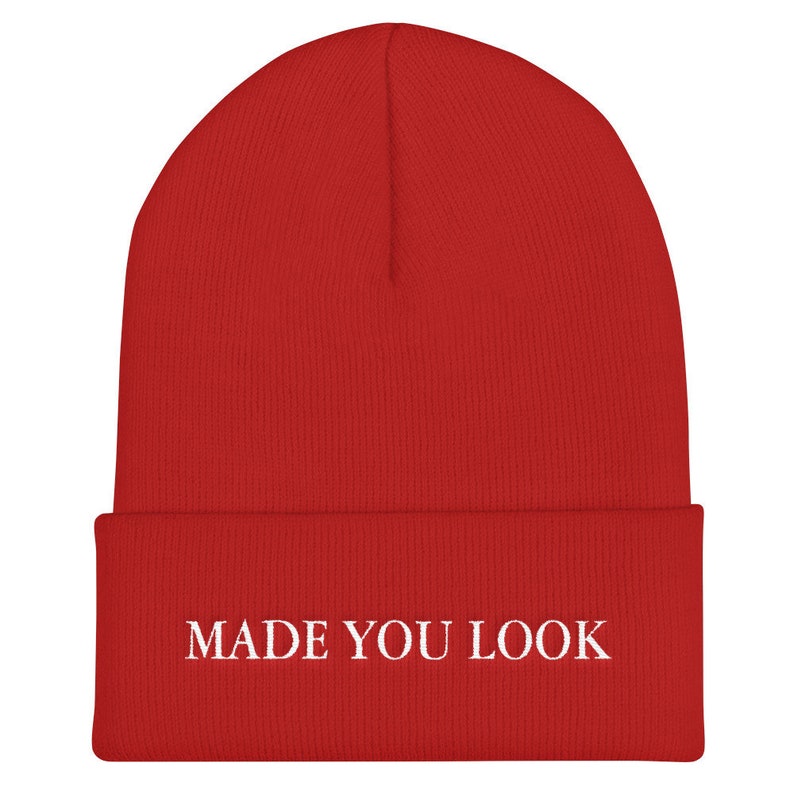 Made You Look Embroidered Cuffed Beanie, Funny Knit Hat, MAGA, Trump ...