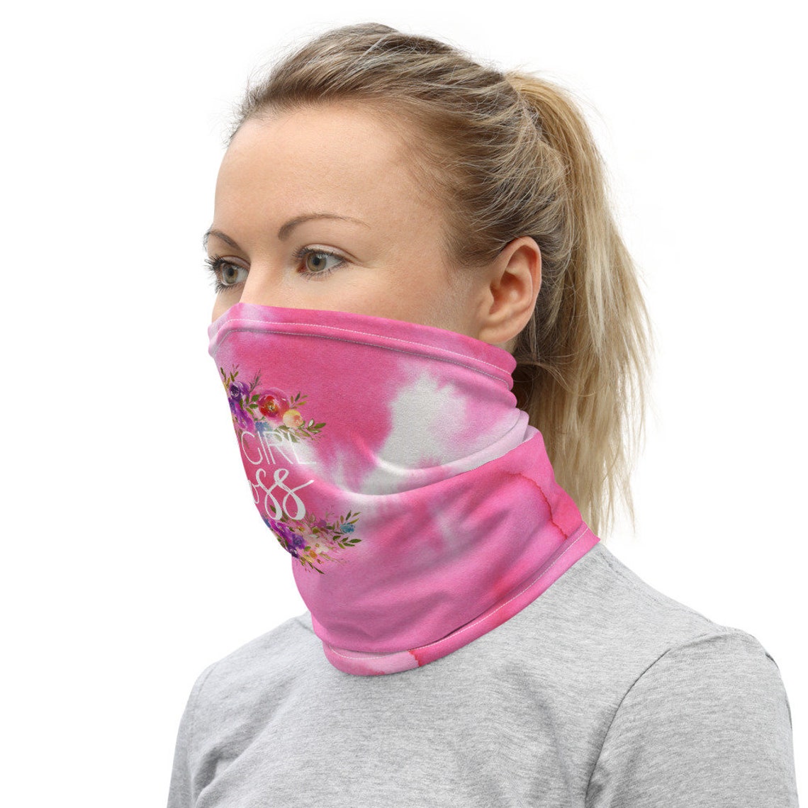 Girl Boss Washable Face Mask Neck Gaiter Pink Watercolor - Etsy