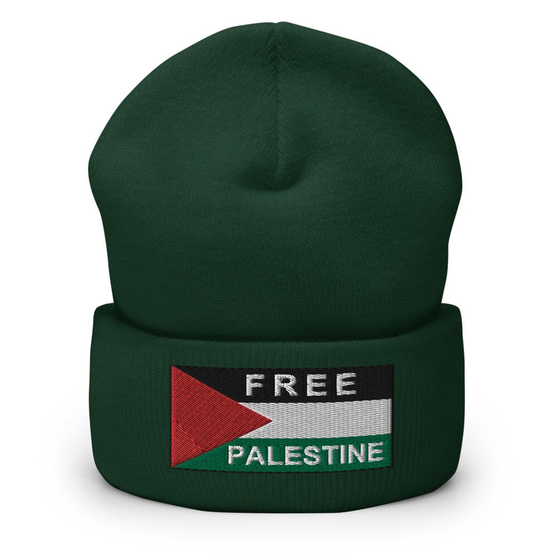 Free Palestine Flag Embroidered Cuffed Beanie Knit Hat | Palestinian ...