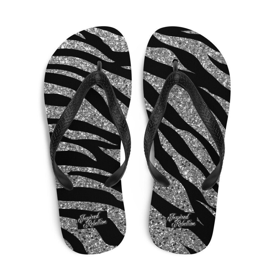 Zebra Glitter Flip-Flops Rock and Roll Sandals Glitter | Etsy