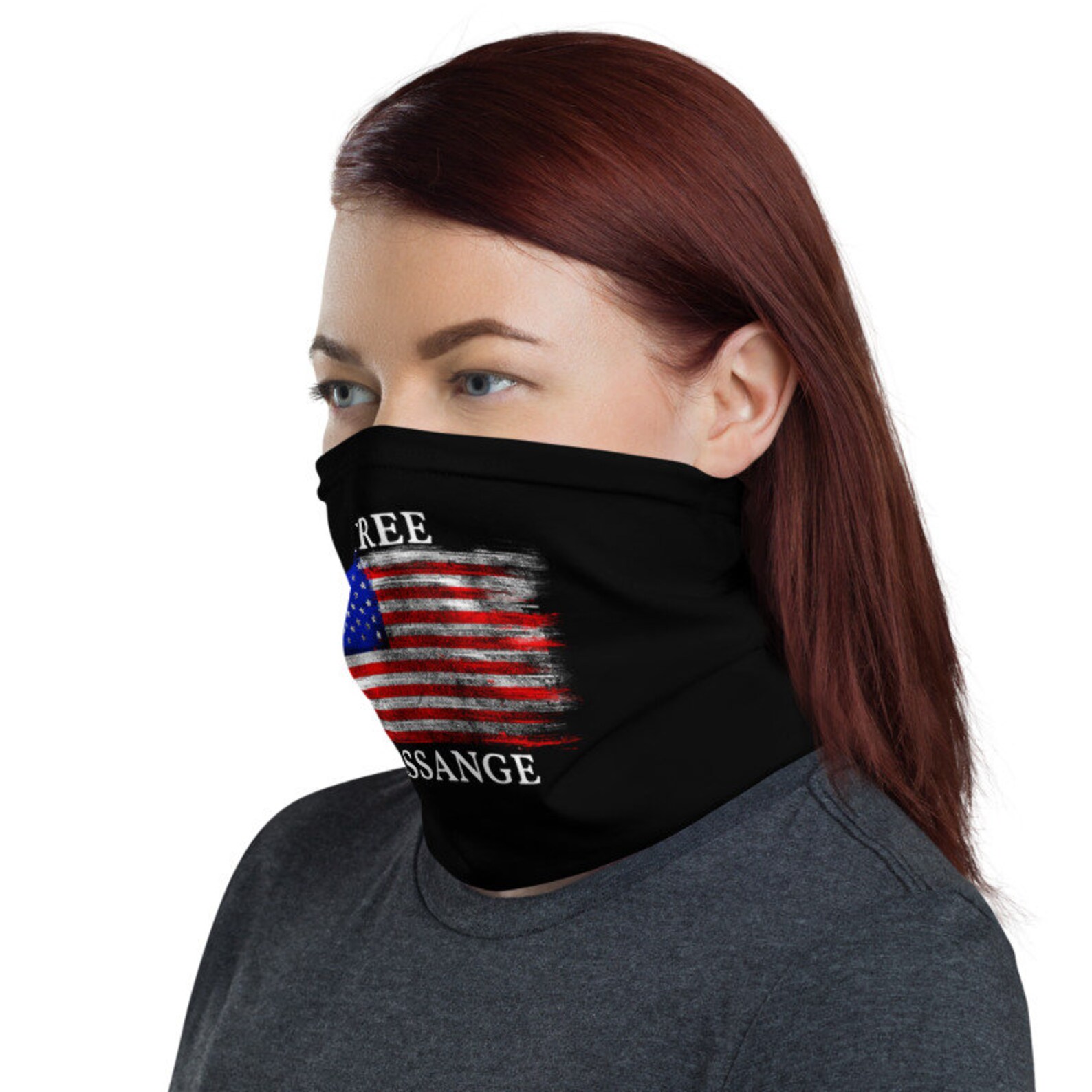 Free Assange American Flag Washable Face Mask Neck Gaiter | Freedom of ...