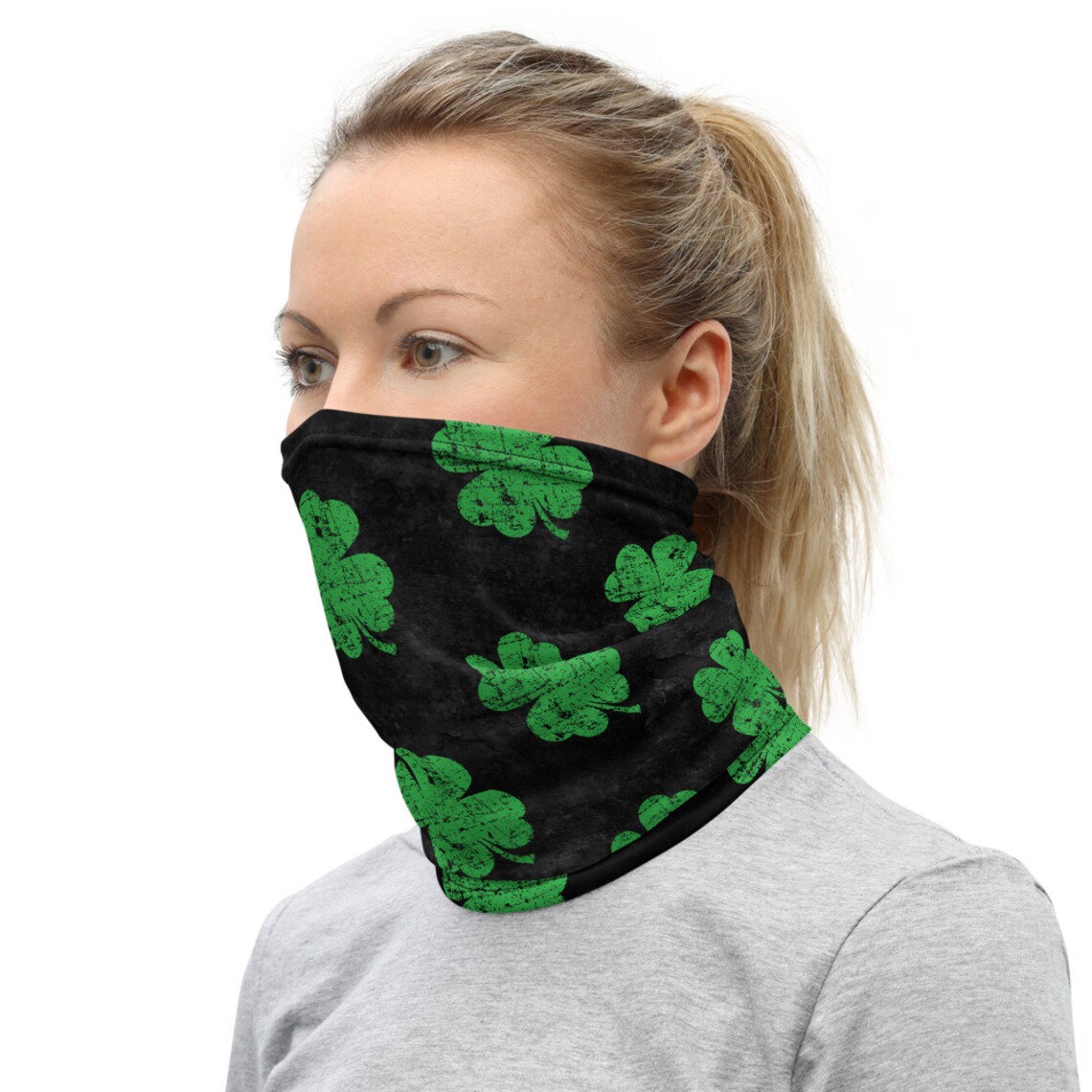 Distressed Shamrock Washable Face Mask Neck Gaiter | Irish St. Patrick ...