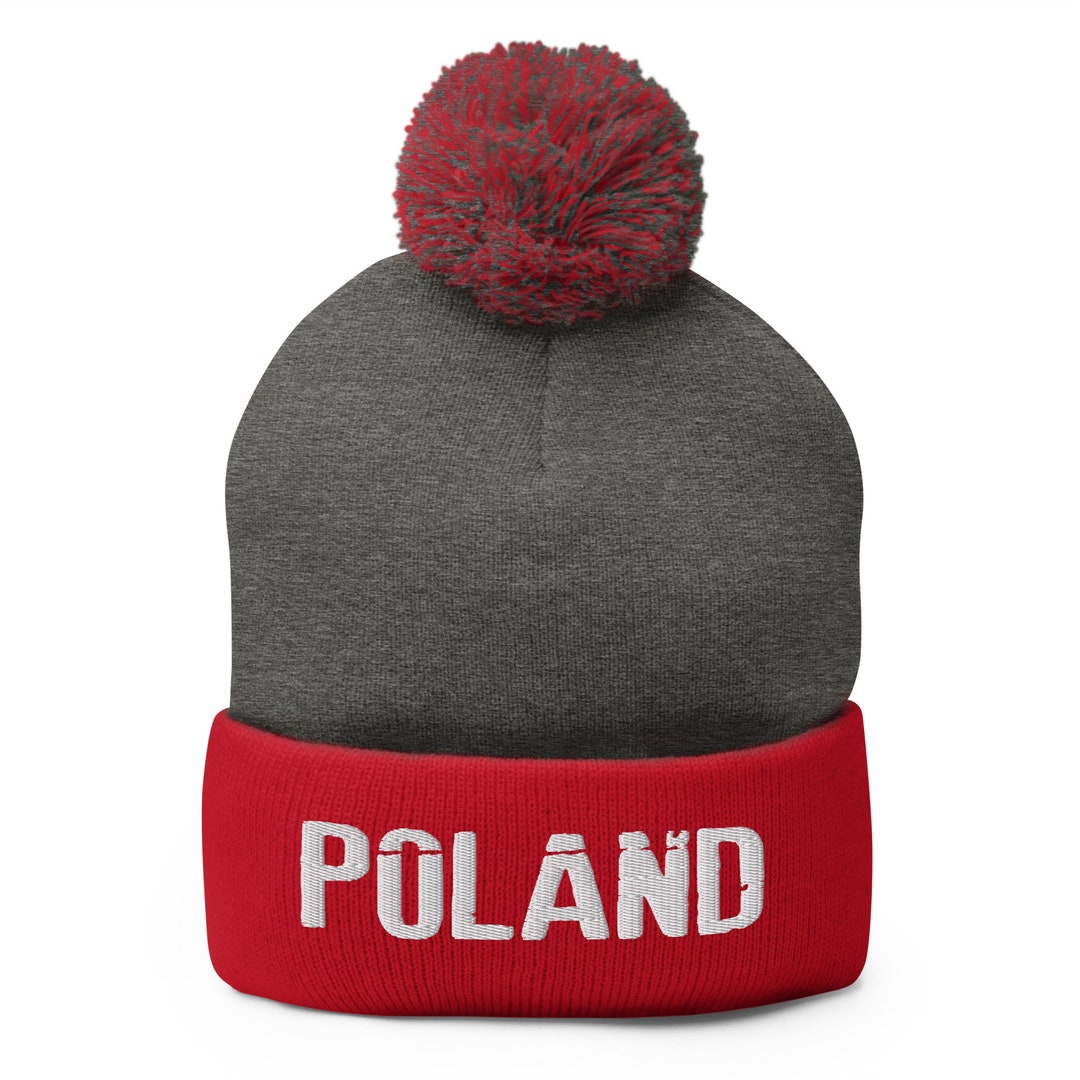Poland Embroidered Pom-pom Beanie Knit Hat - Etsy