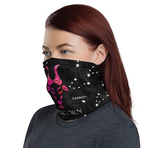 Capricorn Zodiac Sign Washable Face Mask Neck Gaiter | Astrology Mask ...