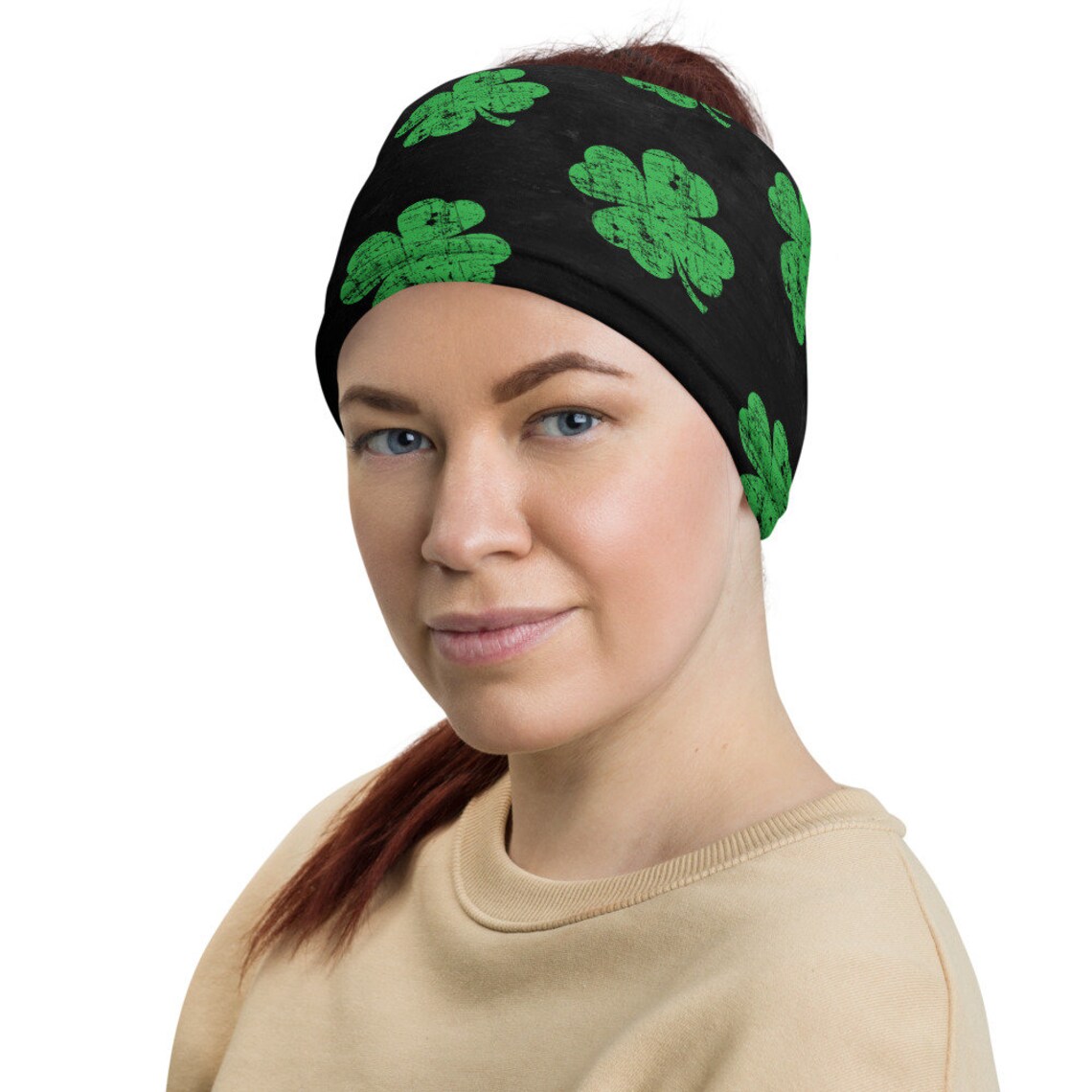 Distressed Shamrock Washable Face Mask Neck Gaiter | Irish St. Patrick ...