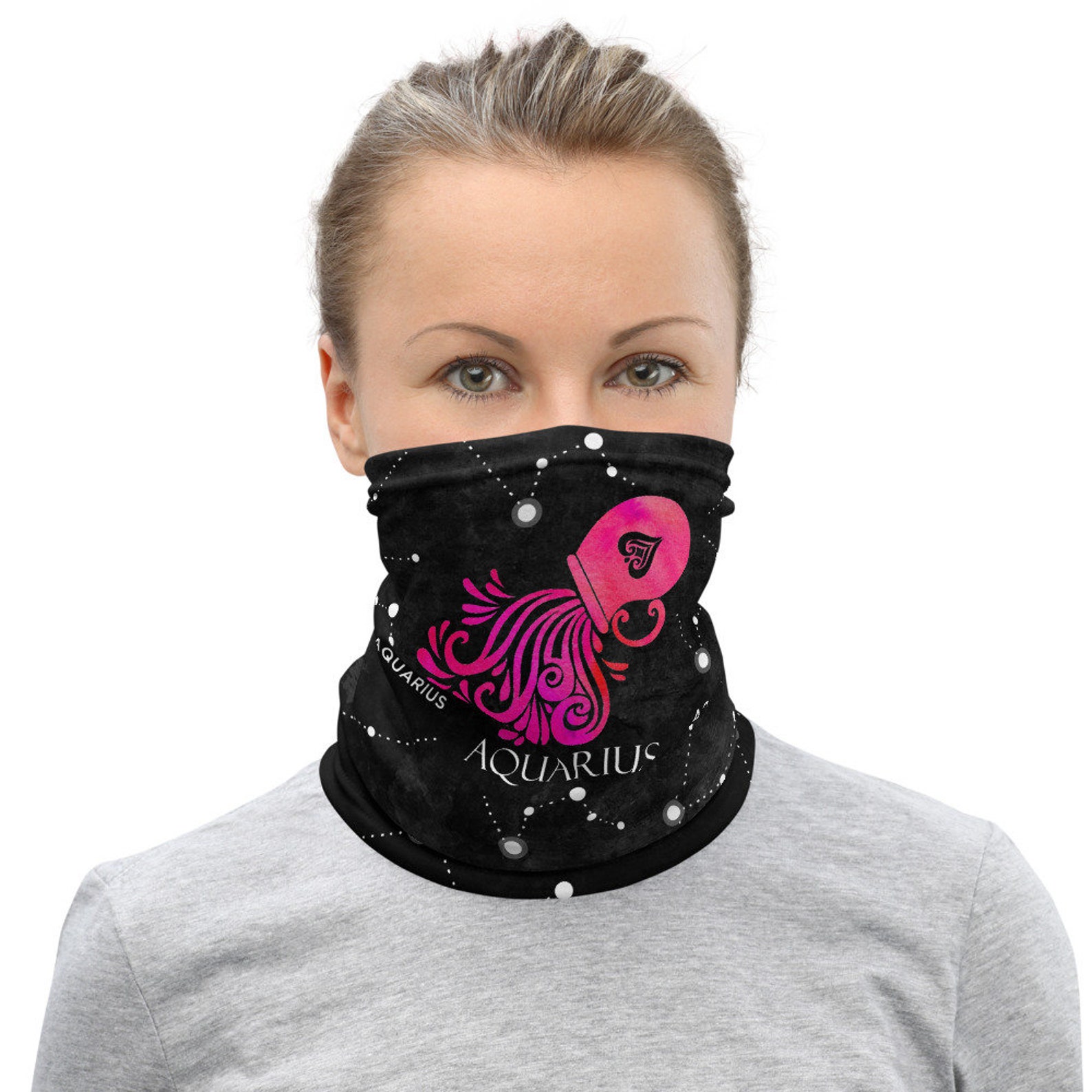Aquarius Zodiac Sign Washable Face Mask Neck Gaiter | Astrology Mask - Etsy