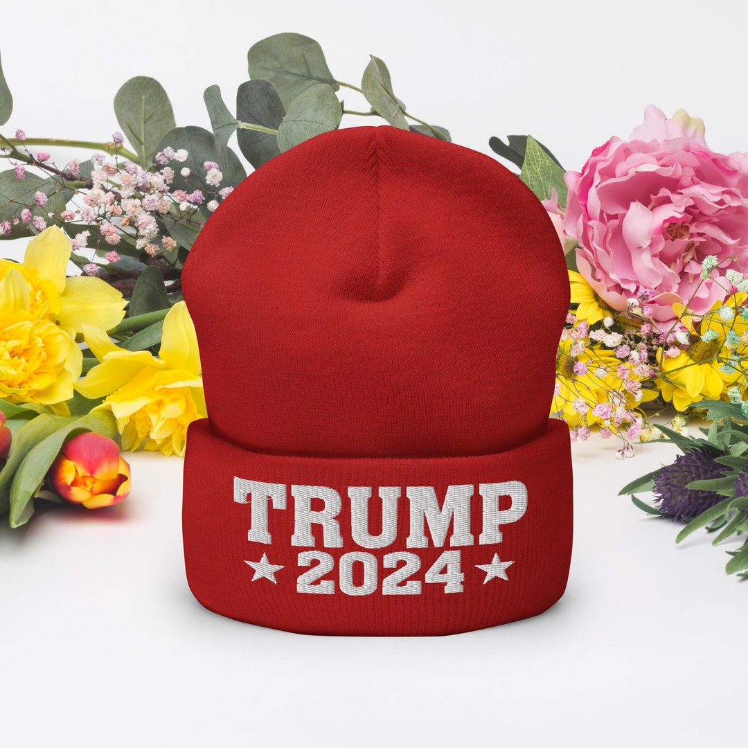 Trump 2024 Embroidered Cuffed Beanie Knit Hat | Donald Trump for ...