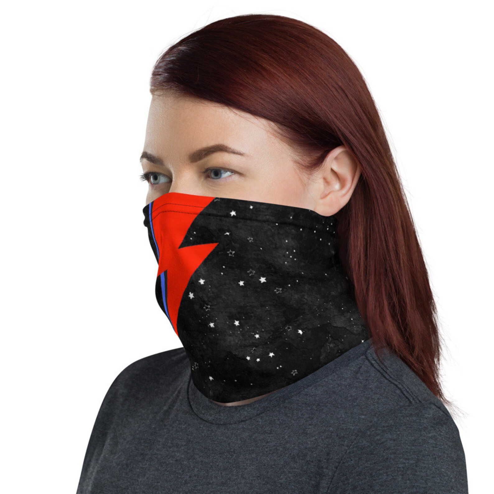 Red Lightning Bolt Washable Face Mask Neck Gaiter | Rock N Roll Mask - Etsy