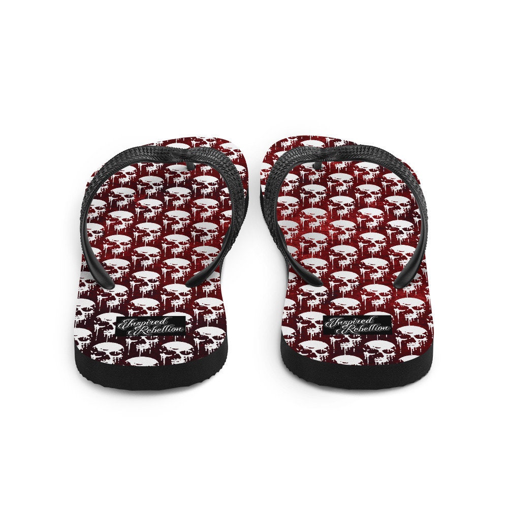 Melting Skulls Flip-flops | Red/black Grunge With White Dripping Skulls ...