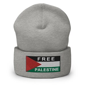 Free Palestine Flag Embroidered Cuffed Beanie Knit Hat | Palestinian ...