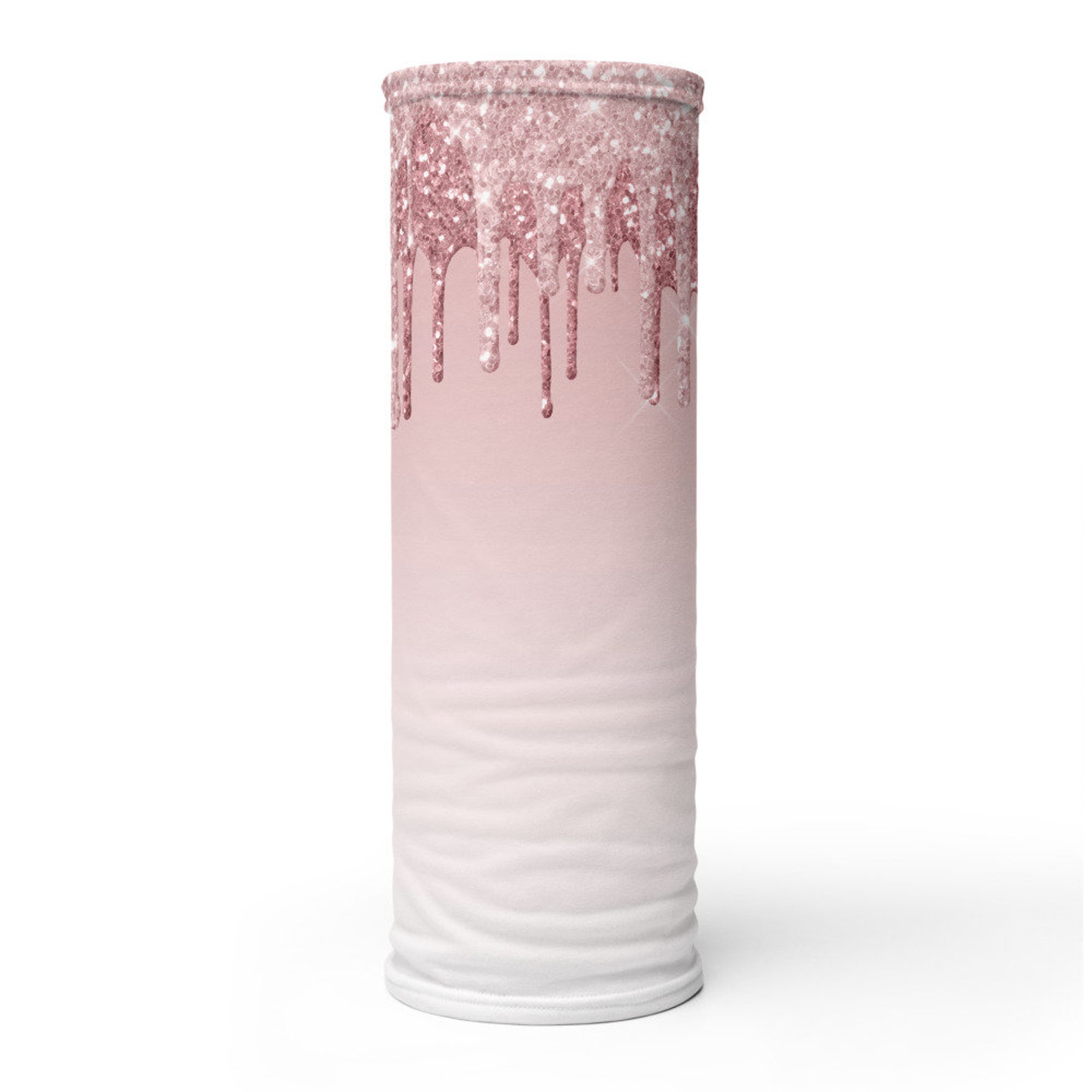 Dripping Blush Pink Glitter Washable Face Mask Neck Gaiter | Ombre Pink ...