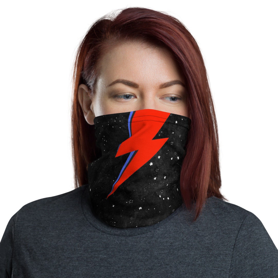 Red Lightning Bolt Washable Face Mask Neck Gaiter | Rock N Roll Mask - Etsy