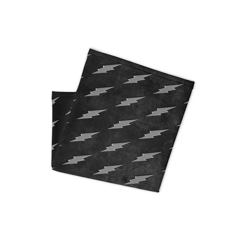 Lightning Bolt Washable Face Mask Neck Gaiter | Black and Silver - Etsy