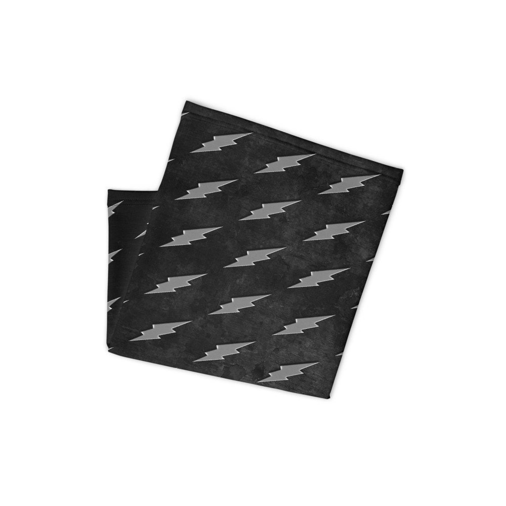 Lightning Bolt Washable Face Mask Neck Gaiter | Black and Silver - Etsy