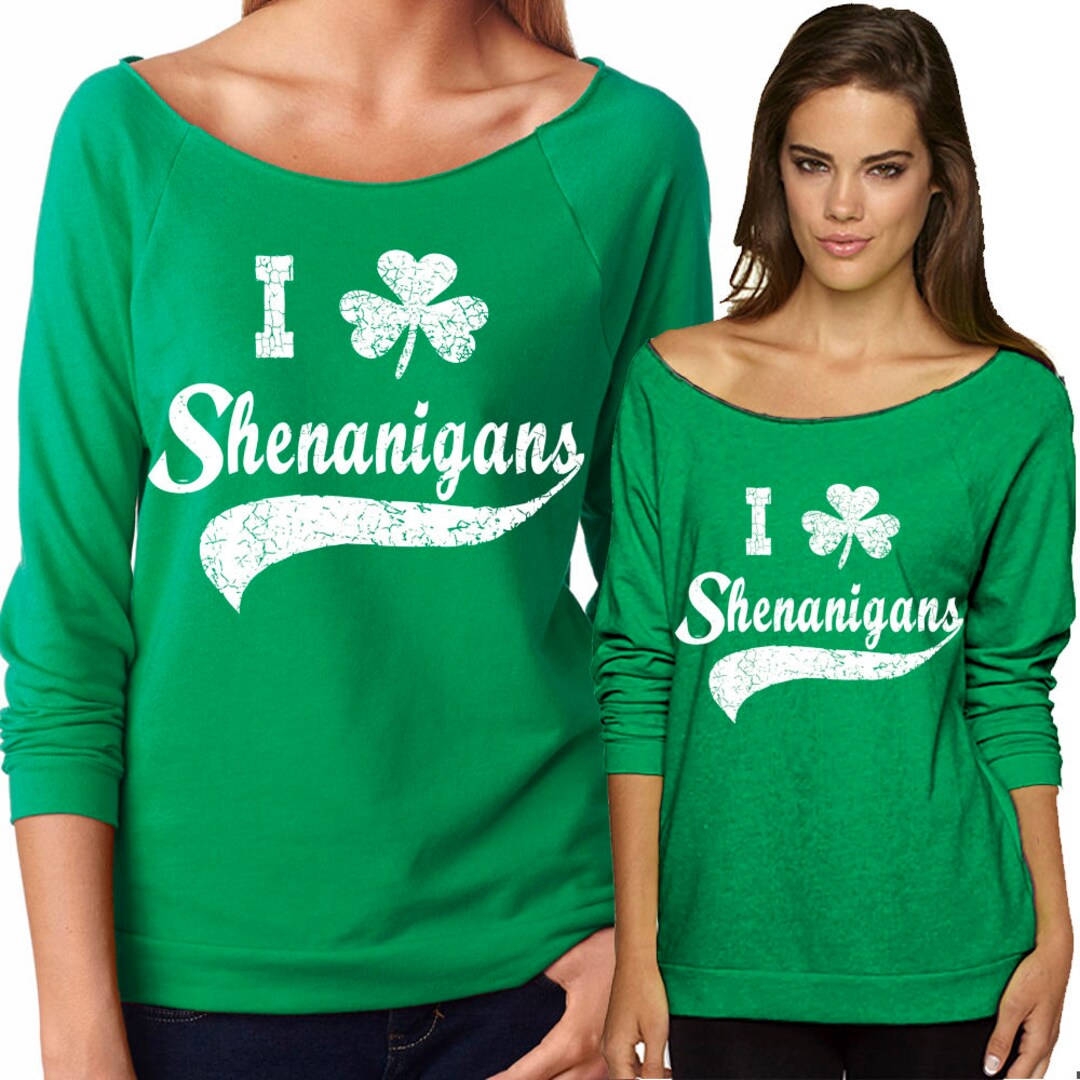 I Love (Shamrock) Shenanigans - Tee Raglan 3/4 manches Terry Raw-Edge 3/4 manches - S-2XL en 13 ...