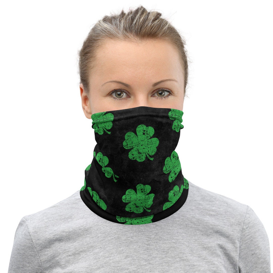 Distressed Shamrock Washable Face Mask Neck Gaiter | Irish St. Patrick ...