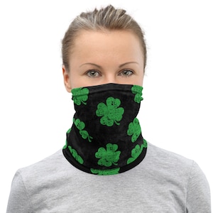 Distressed Shamrock Washable Face Mask Neck Gaiter | Irish St. Patrick ...