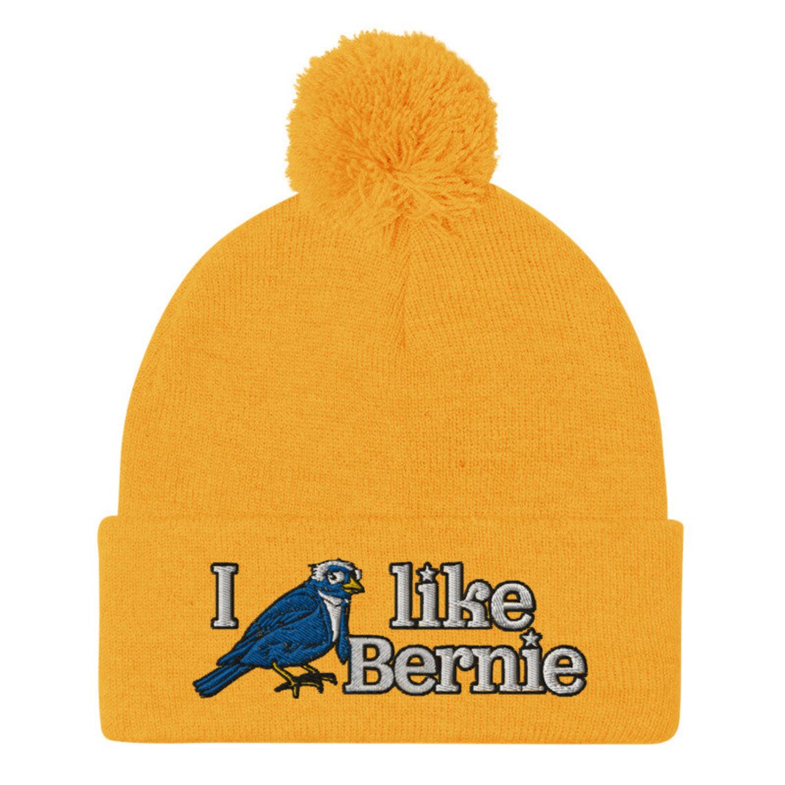 I Like Bernie Knit Hat Embroidered Pom-pom Beanie Bernie - Etsy