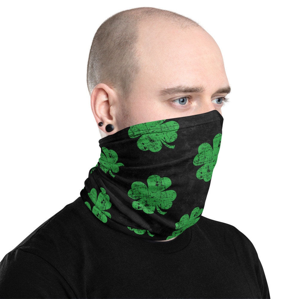 Distressed Shamrock Washable Face Mask Neck Gaiter | Irish St. Patrick ...