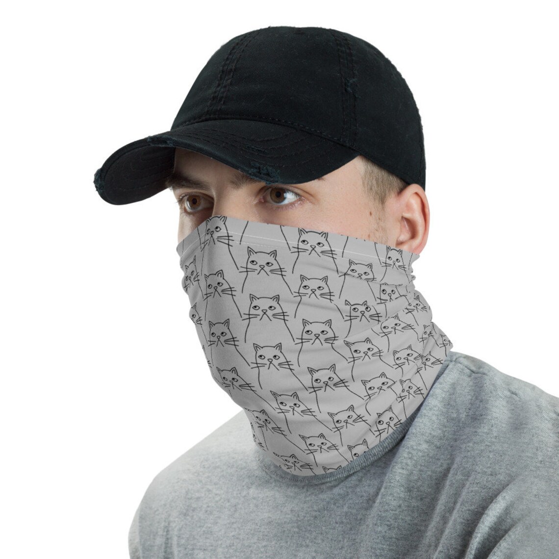 Frowning Cat Washable Face Mask Neck Gaiter - Etsy