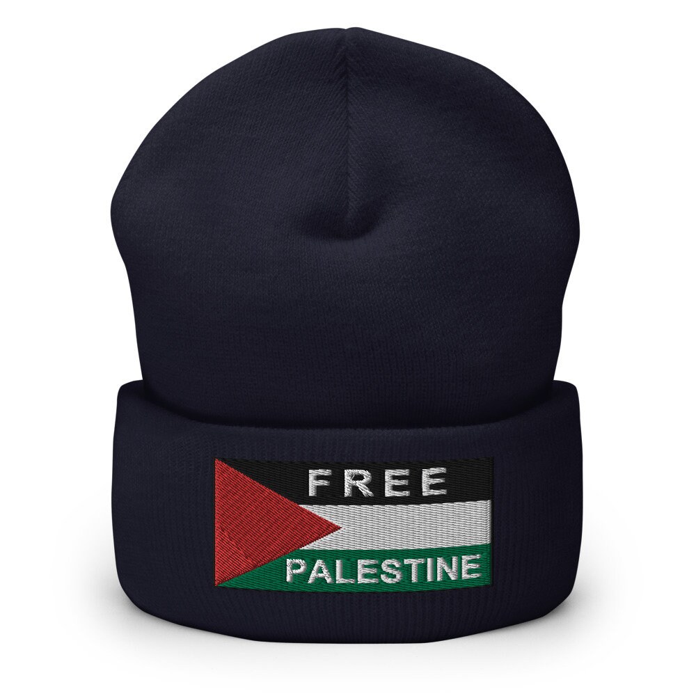 Free Palestine Flag Embroidered Cuffed Beanie Knit Hat | Palestinian ...