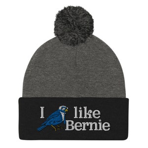 I Like Bernie Knit Hat Embroidered Pom-pom Beanie Bernie Birdie Sanders ...