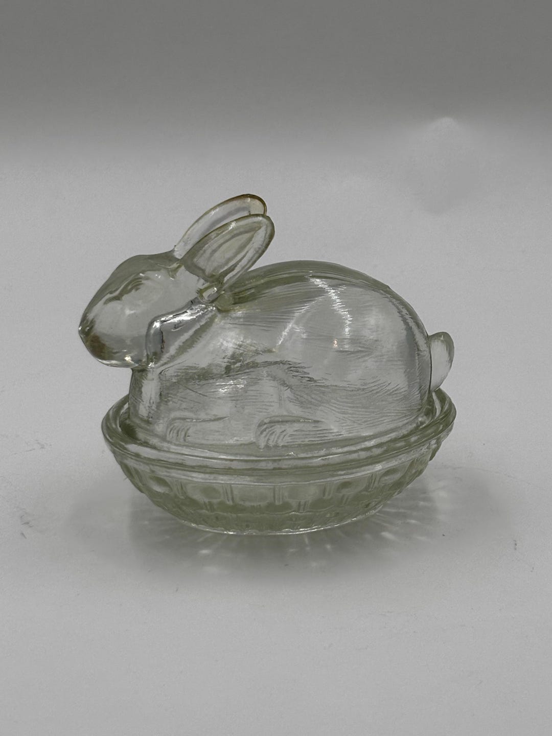 Vintage Bunny on Nest, Rabbit on Basket Trinket Dish, LE Smith, Indiana ...