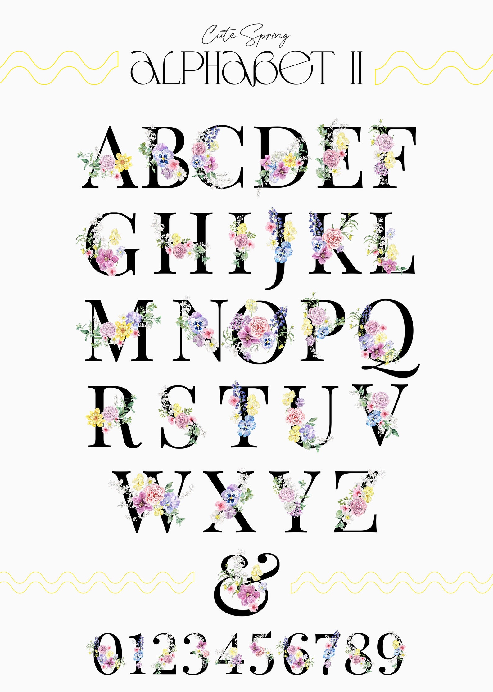 Cute Spring Watercolor Alphabet Clipart Pastel Flowers - Etsy