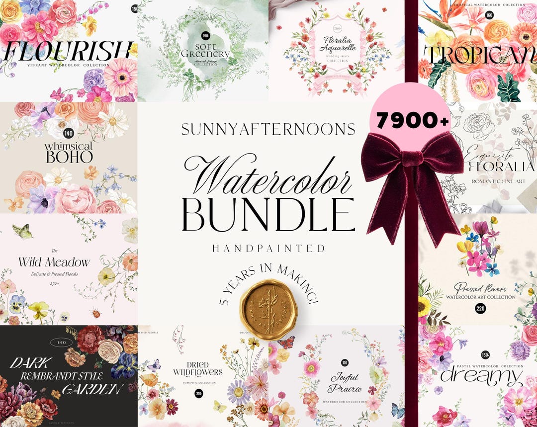 Watercolor Flowers Bundle From Sunnyafternoons Over 7900 Files, Floral ...