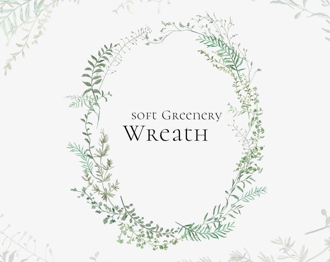 Watercolor Greenery Wreath Clipart PNG - Delicate Greenery Clipart ...