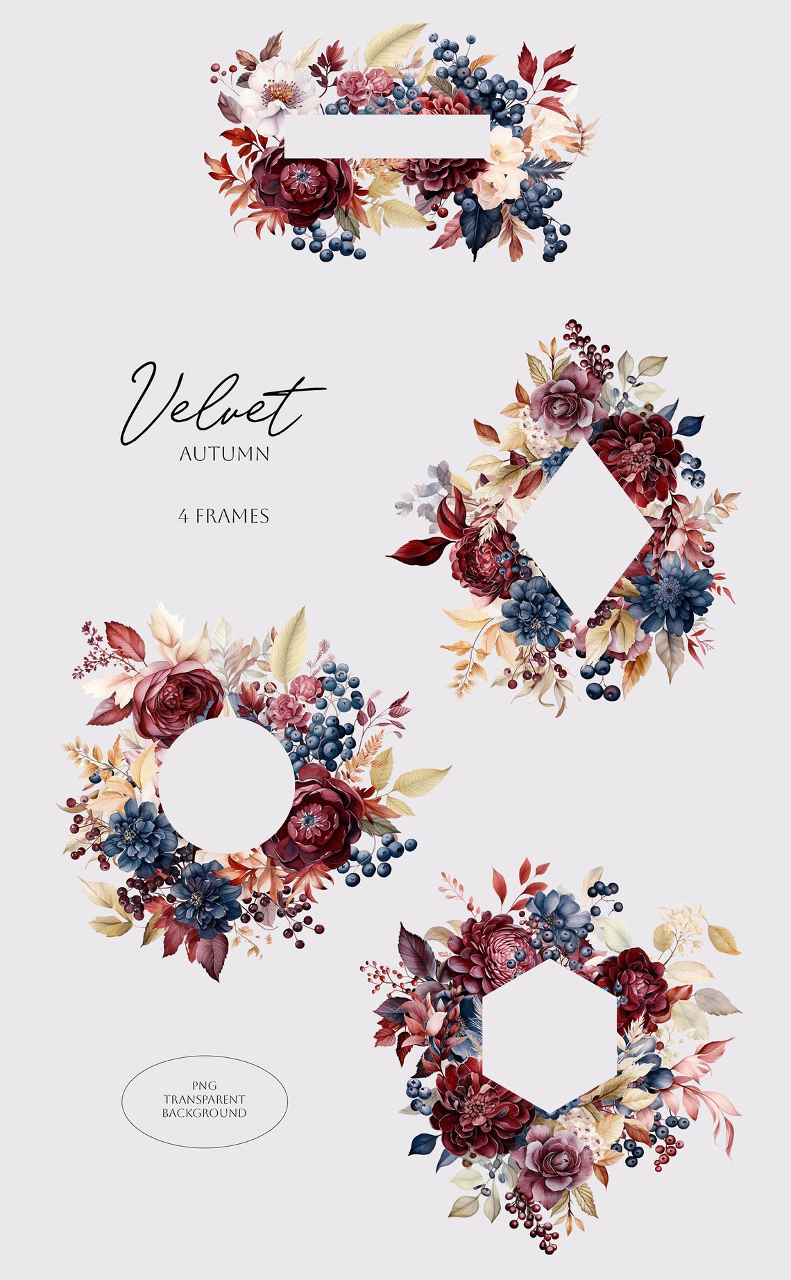 Watercolor Fall Flowers - Dark Autumn Flowers Clipart PNG - Watercolor ...