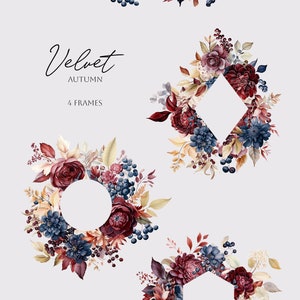 Watercolor Fall Flowers - Dark Autumn Flowers Clipart PNG - Watercolor ...