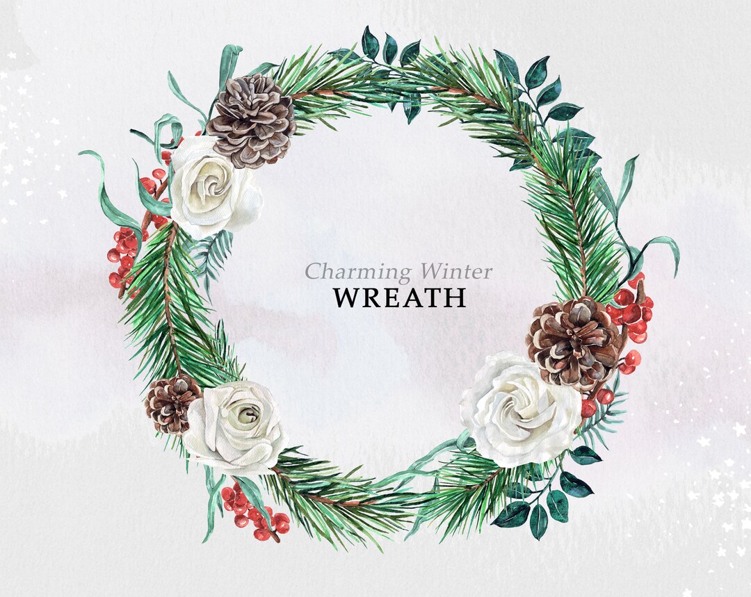 Charming Winter Wreath Christmas Clipart, Wintery Frame, Holidays ...