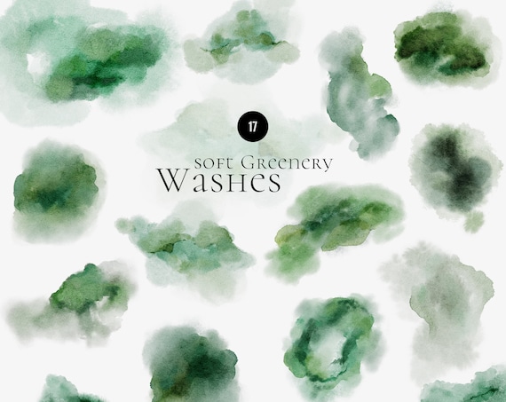Watercolor Washes Textures Clipart Splashes Green Wash - Etsy