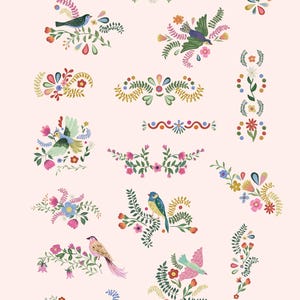 Folk Art Clipart, Whimsy Folklore Frames PNG, Quirky Botanic Folkart ...